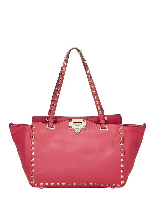 Valentino Garavani Leather Rockstud Tote - Pink