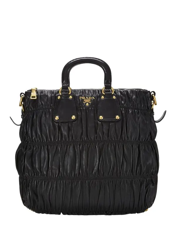 Prada Nappa Gaufre Convertible Handbag - Black