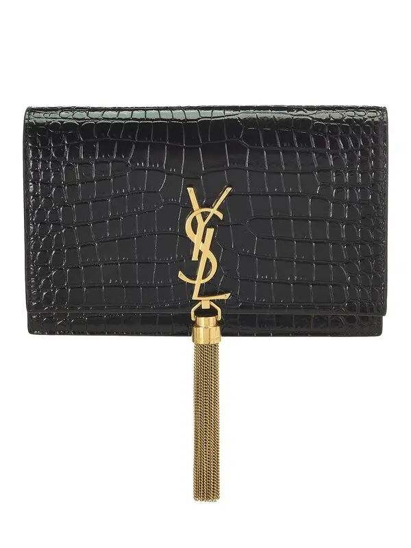 Saint Laurent Embossed Kate Tassel Wallet On Chain - Black