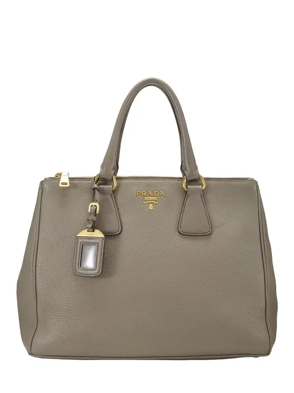 Prada Vitello Daino Double Zip Handbag - Grey