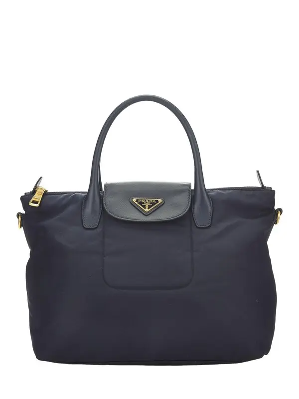 Prada Tessuto Nylon Convertible Handbag - Navy