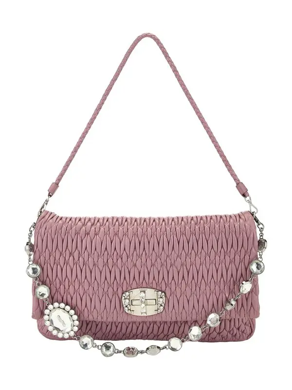 Miu Miu Nappa Crystal Flap Shoulder Bag - Purple