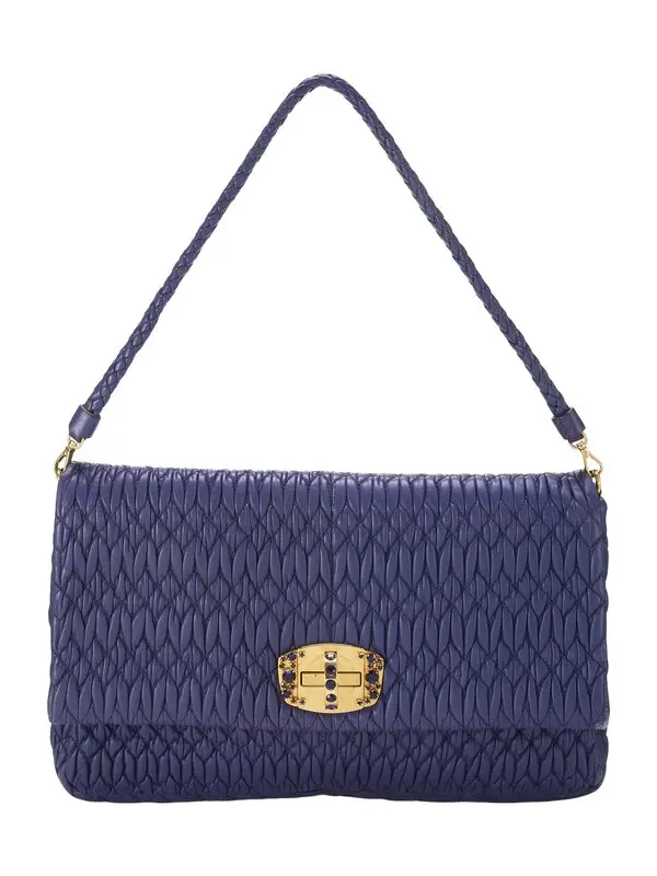 Miu Miu Nappa Crystal Flap Shoulder Bag - Purple