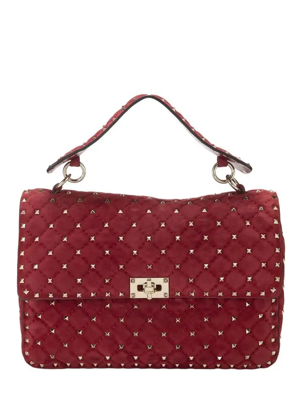 Valentino Garavani Suede Rockstud Flap Bag - Red