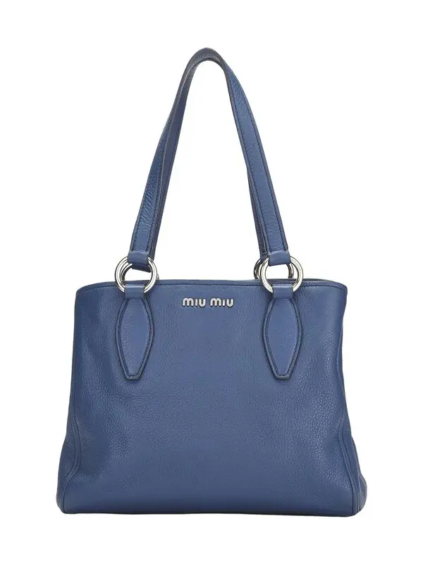 Miu Miu Calfskin Convertible Tote - Blue