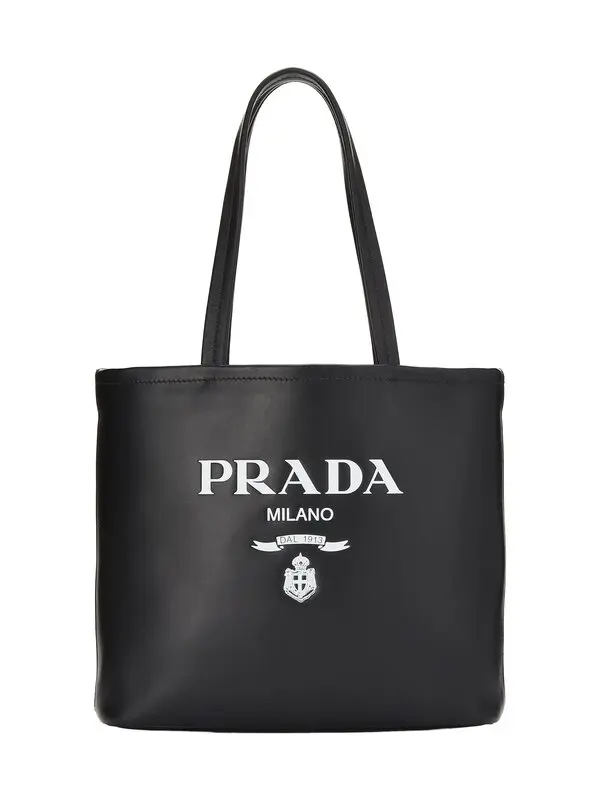 Prada Calfskin Tote With Logo - Black