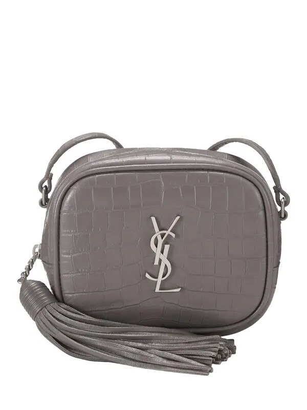 Saint Laurent Embossed Calfskin Blogger Bag - Grey