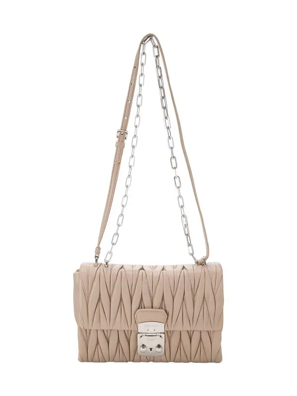 Miu Miu Matelassé Nappa Shoulder Bag - Beige