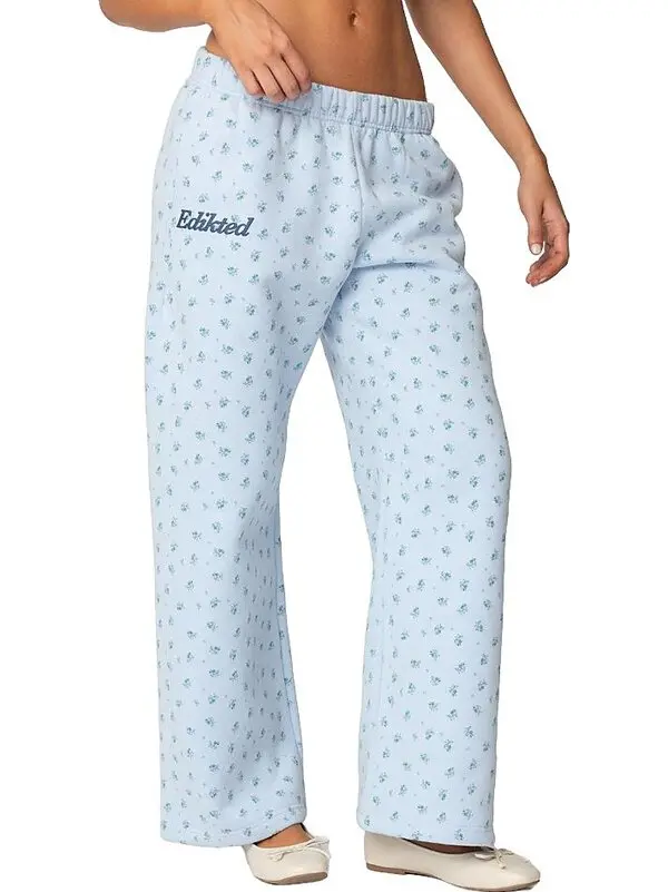 EDIKTED Printed Sweatpants - Light-blue