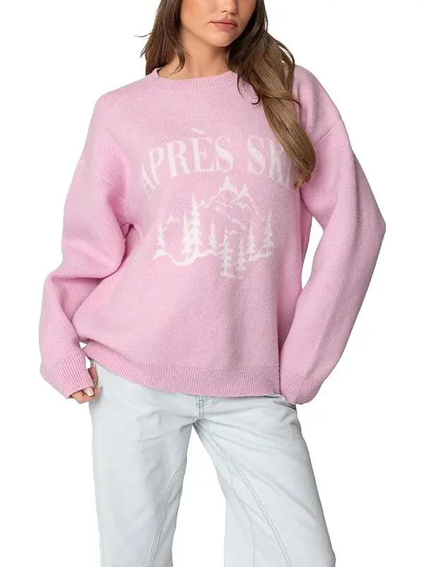 EDIKTED Apres Ski Oversized Sweater - Pink