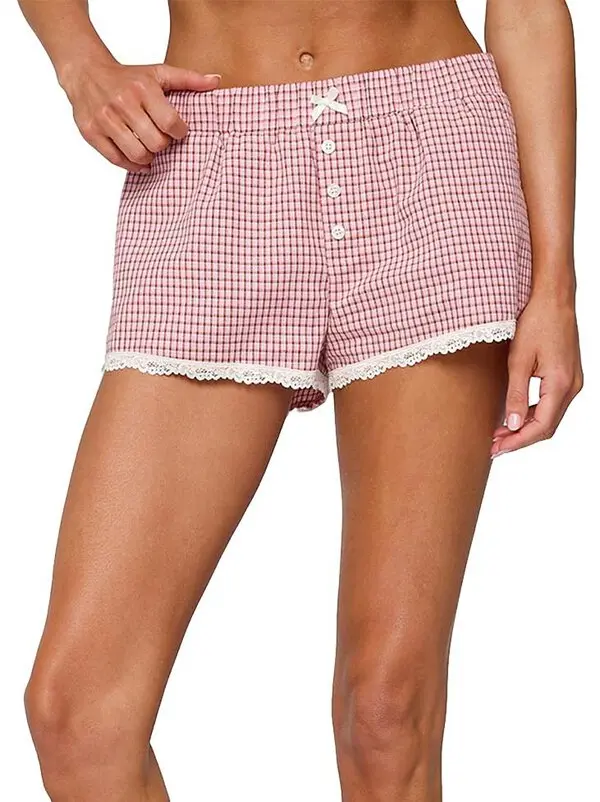 EDIKTED Lacey Plaid Shorts - Pink