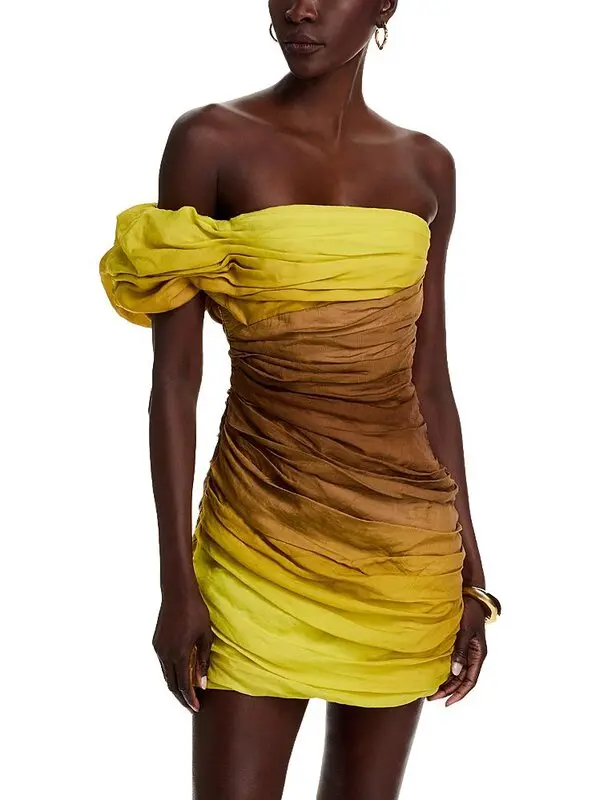 A.L.C. Kyler Asymmetric Ombre Dress - Chestnut/yellow