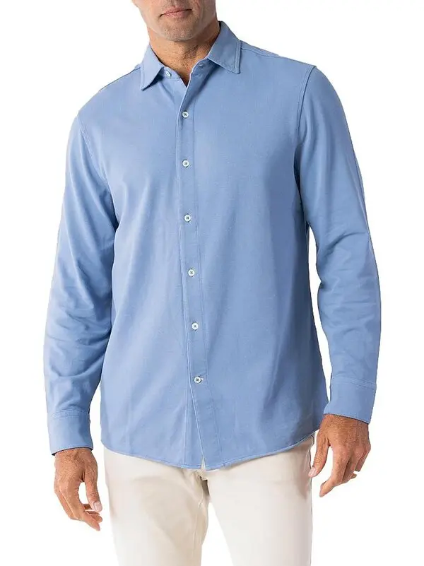 Robert Talbott Foster Long Sleeve Knit Shirt - Legacy Blue