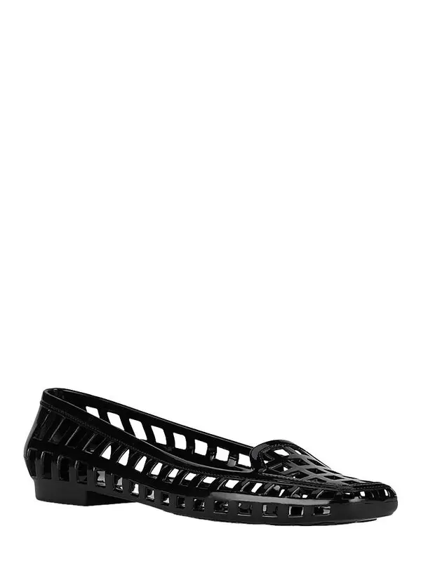 Jeffrey Campbell Cutout Jelly Flats - Black Shiny