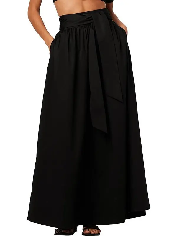 TOCCIN Sabine Tie Midi Skirt - Jet Black