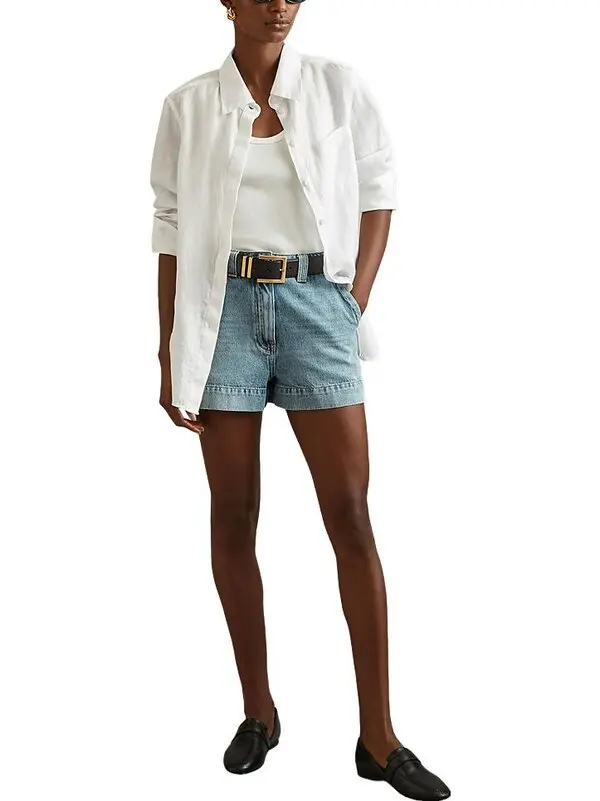 REISS Belle Linen Shirt - White