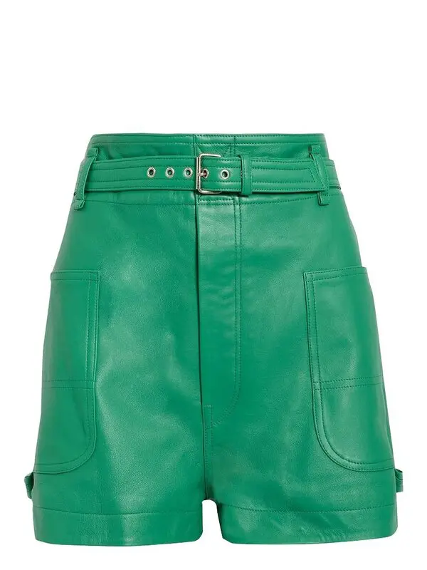 Isabel Marant Xike Leather Shorts - Green
