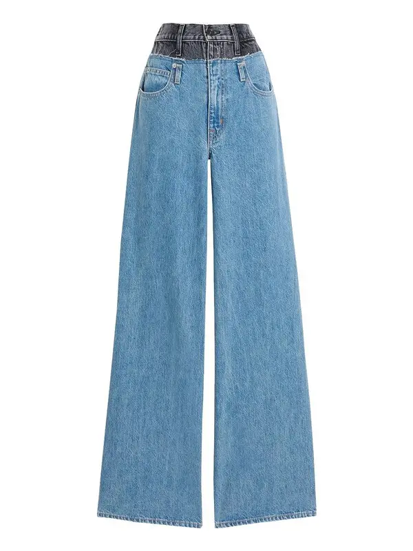 SLVRLAKE Paneled High-rise Wide-leg Jeans - Mid Denim