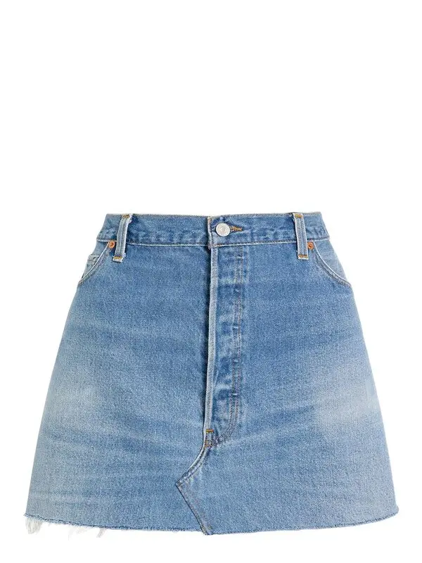 RE/DONE WITH LEVI'S Frayed Denim Mini Skirt - Mid Denim