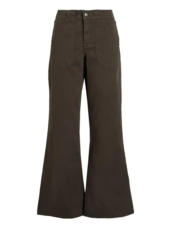 FRAME Stretch-cotton Twill Wide-leg Pants - Army Green