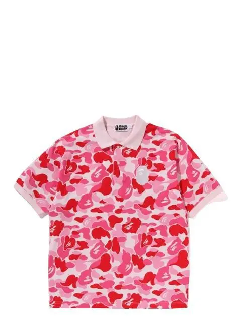 A BATHING APE Abc Camo Pile Jacquard Relaxed Fit Polo Shirt - Pink