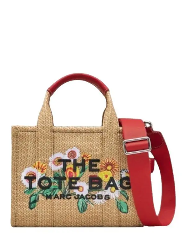 Marc Jacobs The Small Tote Embroidery Daisy Raffia - Natural
