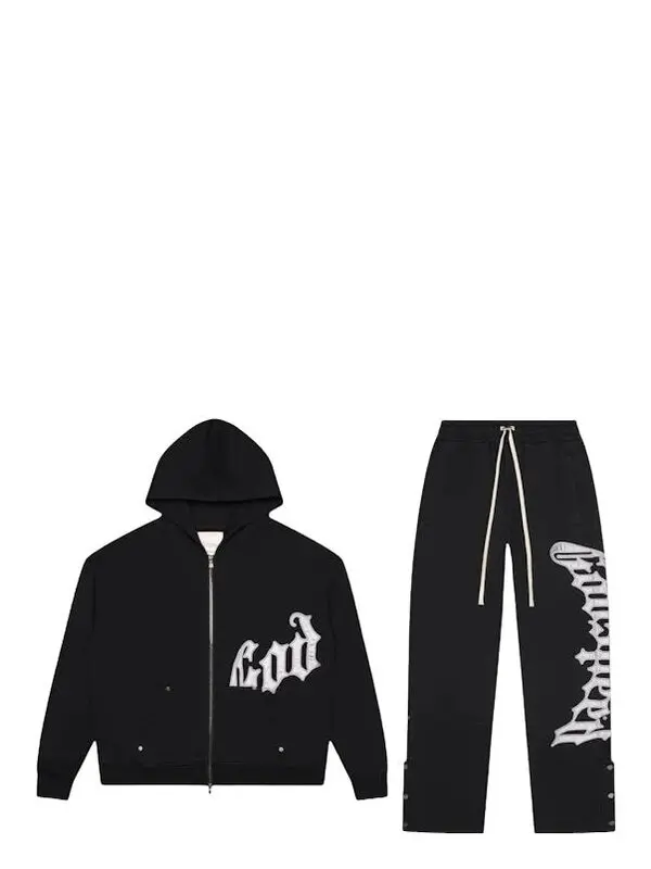 GODSPEED Og Logo V2 Sweatsuit - Black/silver Satin