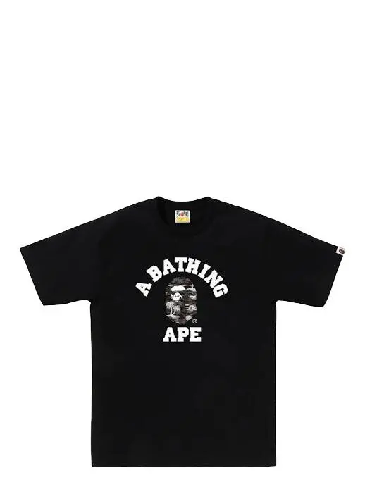 A BATHING APE Palm Tree Camo College Tee Shirt - Black