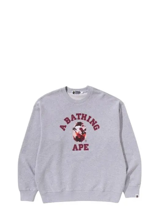 A BATHING APE Map Camo College Relax Fit Crewneck Sweatshirt - Gray