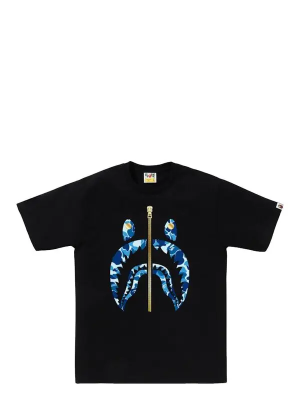 A BATHING APE Abc Camo Shark Tee Shirt - Black/blue