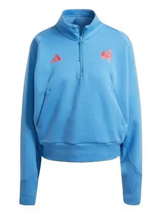 Adidas France Rugby Z.n.e. Travel Quarter-zip Top - Focus Blue