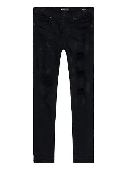 PURPLE BRAND Oil Spill Straight Leg Jean - Black
