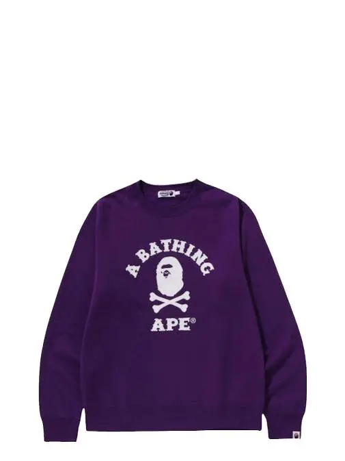 BAPE Crossbone College Crewneck Sweatshirt - Purple