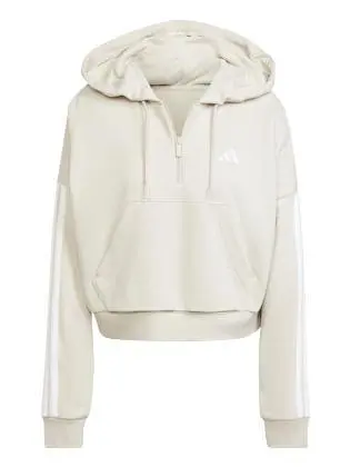 Adidas Essentials 3-stripes French Terry Quarter-zip Hoodie - Wonder Alumina/white
