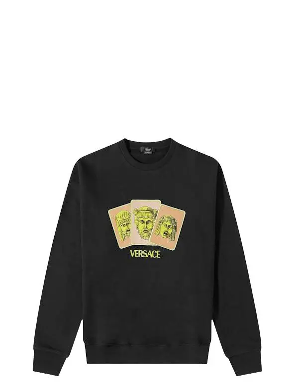 Versace Greek Masks Crewneck Sweatshirt - Black