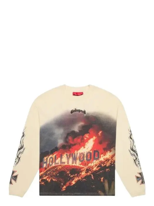 GODSPEED Hollywood Inferno Long Sleeve T-shirt - Bone