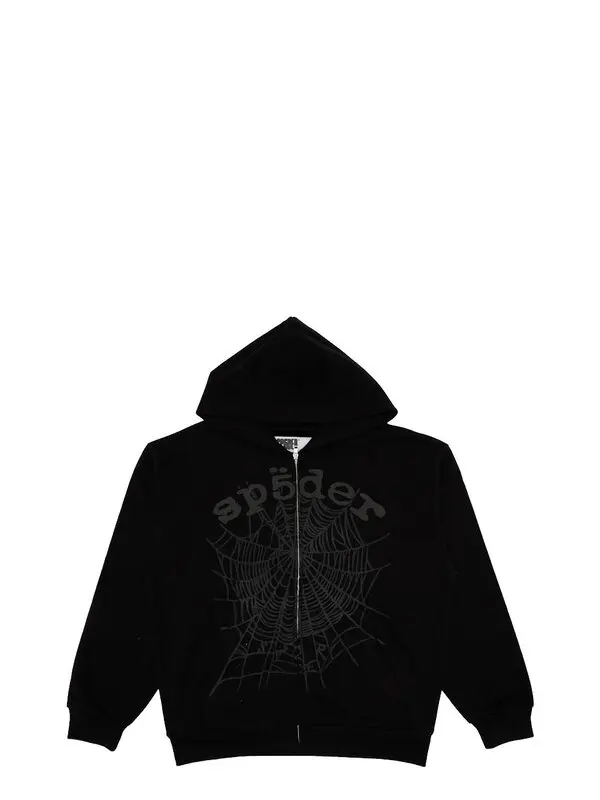 SP5DER Og Web V2 Phantom Zip Up Hoodie - Black