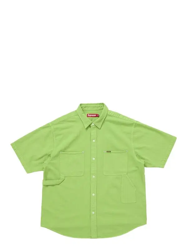 Supreme Loose Fit Short Sleeve Denim Painter Shirt - Green