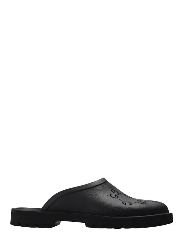 Gucci Cut Out Monogram Slip-on Sandal - Black
