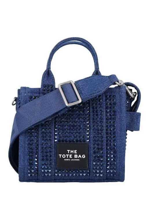 Marc Jacobs Denim Crystal Crossbody Tote - Dark Wash Blue