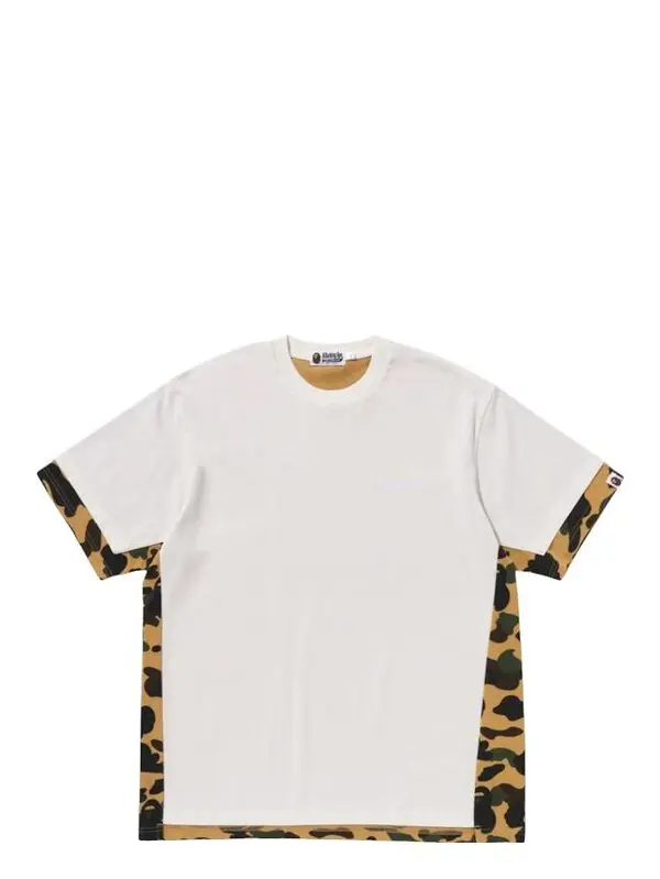 A BATHING APE 1st Camo Heavy Washed Blocking Relaxed Fit Tee Shirt - Ivory