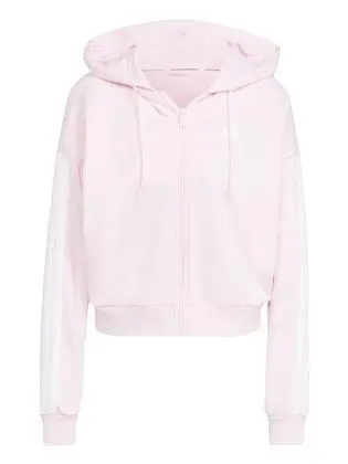 Adidas Essentials 3-stripes French Terry Full-zip Hoodie - Clear Pink/white