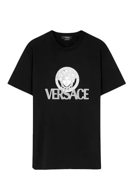 Versace Medusa White/gray Logo T-shirt - Black