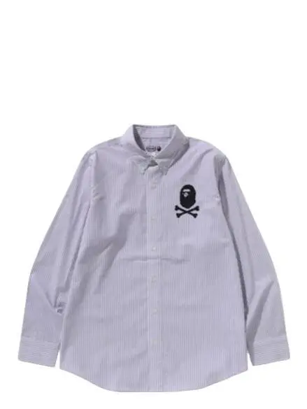 A BATHING APE Crossbone Stripe Bd Shirt - White