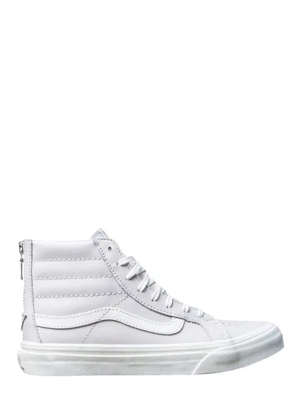 VANS Sk8-hi Slim Zip Leather Sneakers - White/wind/blanc De Blanc