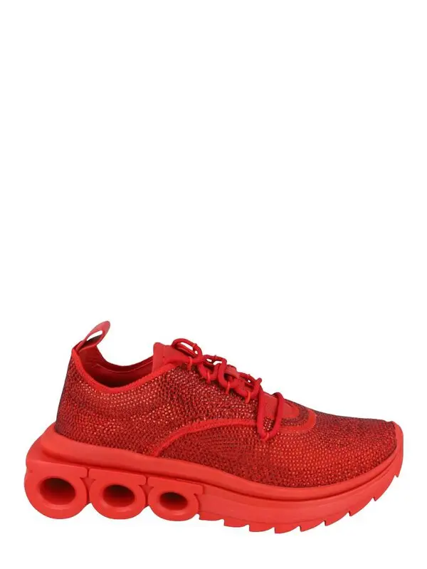 FERRAGAMO Nima Strass Crystal Embellished Sneakers - Red