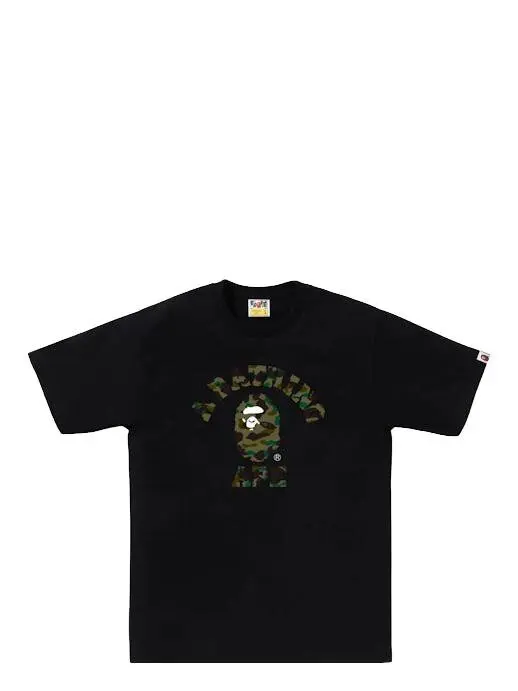 A BATHING APE 1st Camo College Tee Shirt Tee Shirt - Black/green