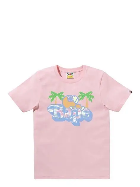 A BATHING APE Palm Tree Print Tee - Pink