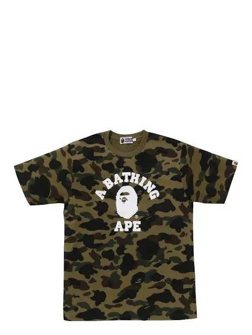 A BATHING APE 1st Camo College Tee Shirt Tee Shirt - Green