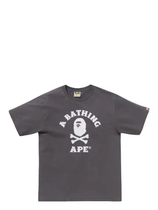 A BATHING APE Ape Crossbone College Tee Shirt - Charcoal